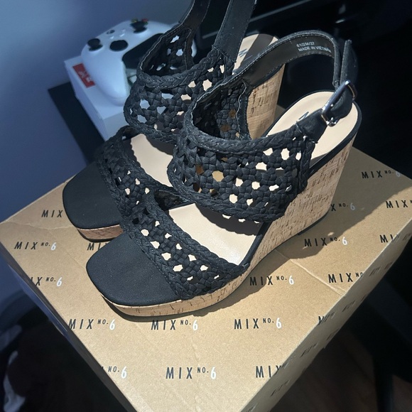 Mix No. 6 | Shoes | Mix No 6 Black Wedge Sandals | Poshmark